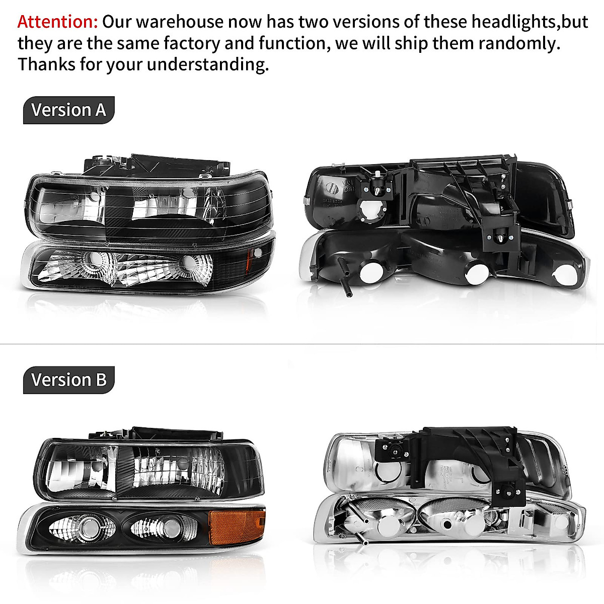 AUTOSAVER88 Headlight Assembly Compatible with 1999-2002 Chevy Silverado 1500 2500/2001-2002 Chevy Silverado 1500HD 2500HD 3500/2000-2006 Tahoe Suburban 1500 2500 Headlamp with Bumper Lights
