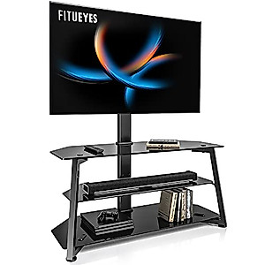 FITUEYES Floor TV Stand Height Adjustable 3-in-1 TV Stand Base Entertainment Stand for 37 to 70 inch Plasma LCD LED Flat or Curved Screen TVs,VESA 600x400mm, Hold up 99lbs