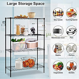 4-Tier Wire Shelving Unit NSF Height Adjustable Metal Storage Shelves, 1000 LBS Load Capacity, 36"x14"x54" Large Heavy Duty Commercial Grade Steel Utility Layer Shelf Rack Organizer for Kitchen Garage