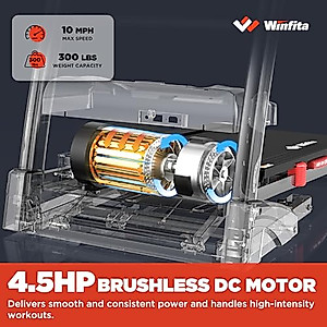 Winfita Foldable Treadmill - 15% Auto Incline, 0.6-10mph Speed, 300 lbs Capacity, Smart App, Bluetooth Speakers, USB Charging, Tablet Holder - Home & Office Fitness