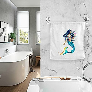 ALAZA Beautiful Mermaid Towels 100% Cotton Hand Towel for Bathroom 16 x 30 inch, Absorbent Soft & Skin-Friendly, 1 Piece