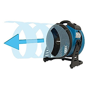 XPOWER P-26AR Industrial Axial Air Mover, Blower, Fan with Build-in Power Outlets for Water Damage Restoration, Home and Plumbing Use - 1 Amp, 1300 CFM, 4 Speeds , Blue