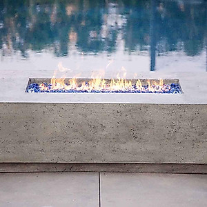 Prism Hardscapes Tavola 1 Concrete Gas Fire Pit (PH-405-4NG), Natural Gas, Pewter, 56x38-Inch