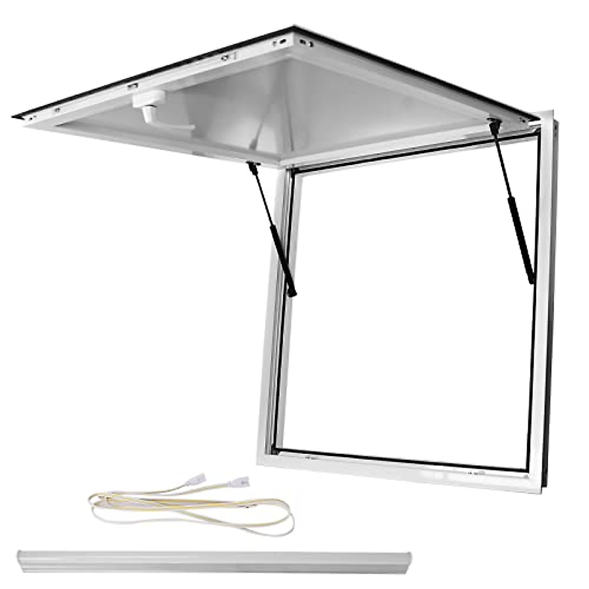 Sidasu Concession Window 36'' x 36''Concession Stand Serving Window with Awning,Lamp Tube and Door Handrail ,Concession Window for Food Trucks Glass Not Included