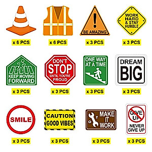 42 Pcs Construction Bulletin Board Set Under Construction Positive Sayings Accents Cutouts Signs for Classroom Learning Zone Kid's Room Decor