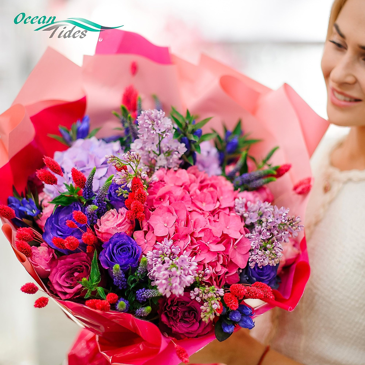 Ocean Tides Tissue Paper Gift Wrap - Large Sheets of Bulk Wrapping 100 200 300 or 500 Sheets 20 X 30Assorted Black Blue Fuchsia Gold Green Orange Pink Purple Silver White Yellow