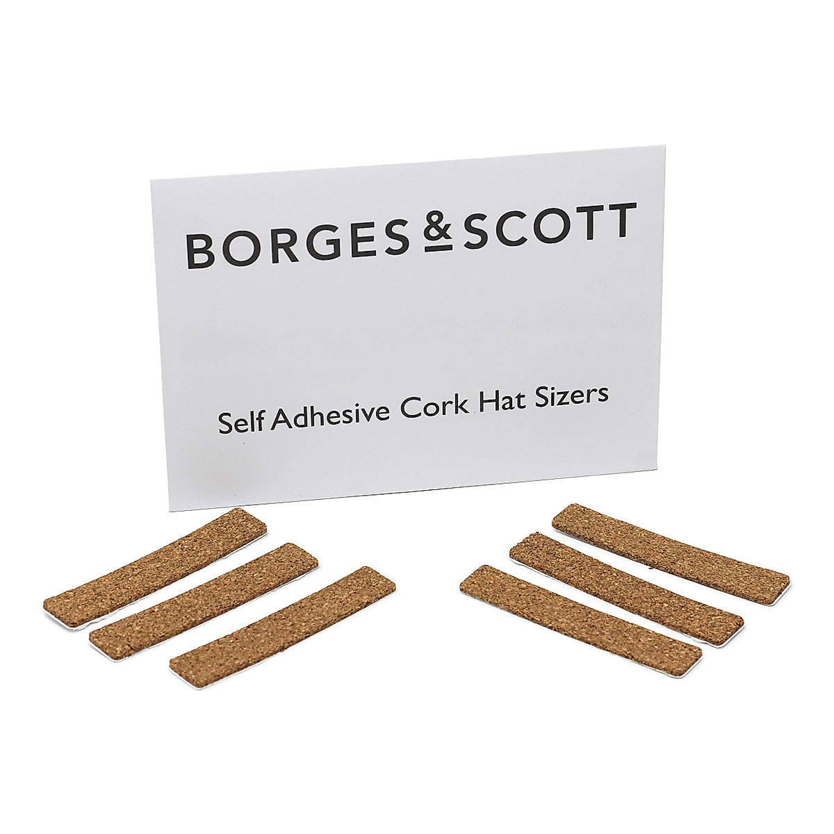 Borges & Scott - Traditional Cork Hat Sizing Strips - Self Adhesive - Set of 6 Natural