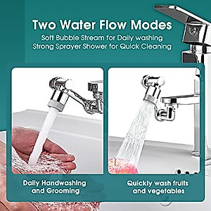 1080° Rotating Faucet Extender Aerator, SOONAN Universal Splash Filter Faucet,1080 Degree Swivel Faucet Aerator Sink Face Wash Attachment with 2 Water Outlet Mode