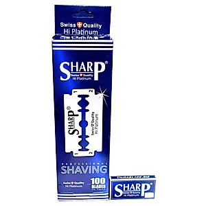 100 Sharp Hi Platinum Double Edge Razor Blades For Safety Razor - Men´s Safety Razor Blades For Shaving For Men For A Smooth And Clean Shave (1 Year Supply)