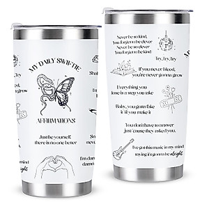 Sincerez Daily Affirmations Tumbler for Music Fans - Singer Merch Fans Gift Coffee Cup for Women Man Girls Friends Sister, Lyrics Motivational Quotes Cup, Travel Coffee Mug (20 oz)