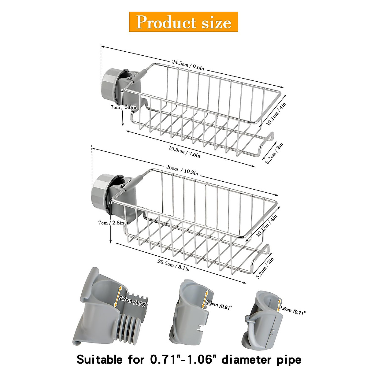 QIHS Shower Rack, Paw Feet Tub Accessories (No Shower Rod), 304 Stainless Steel 2 Tier Adjustable Basket, Bathroom Shower Rod Storage Organizer for Bathroom Shampoo Storage, AM-079-1