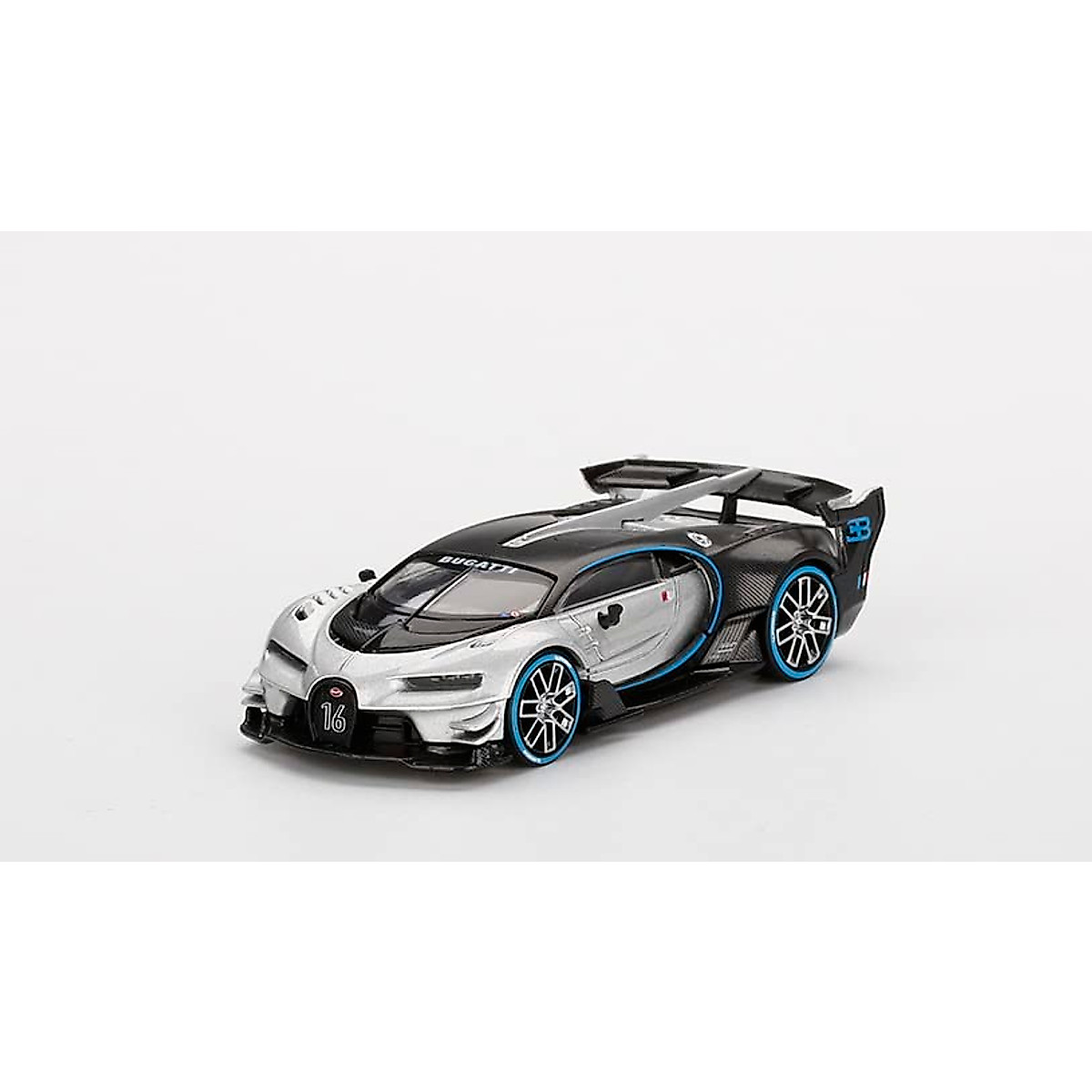 Bugatti Vision Gran Turismo Sliver and Carbon 1/64 Diecast Model Car by True Scale Miniatures MGT00369