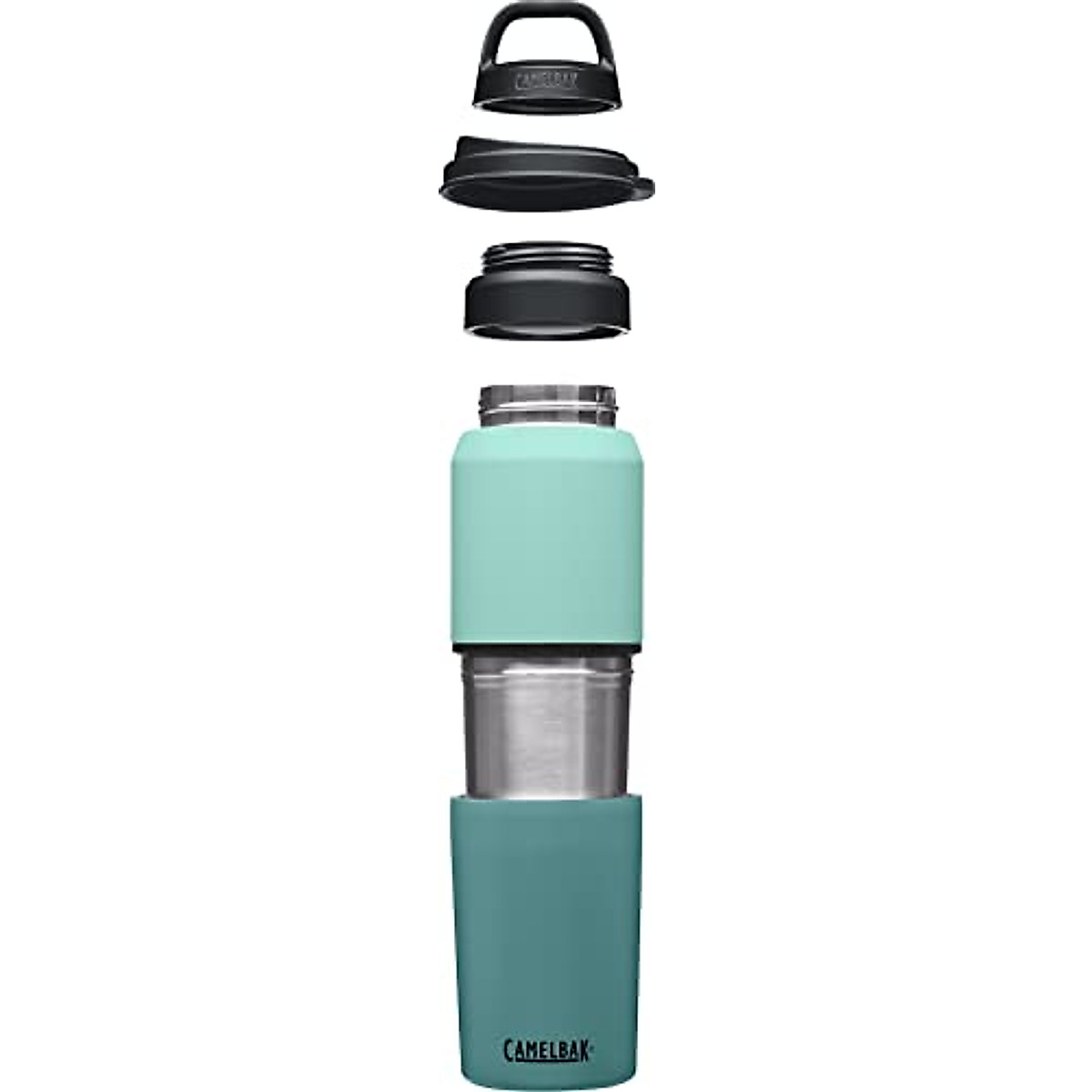 CamelBak MultiBev Water Bottle & Travel Cup – Vacuum Insulated Stainless Steel – Coastal/Lagoon – 17 oz bottle & 12 oz cup