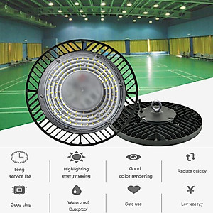 200W-4Pack UFO LED High Bay Light,22000lm 6000K Daylight 2000W Equivalent with US Plug Cable LED Garage Lights Commercial Warehouse Area Light Workshop Garage Factory Lowbay Area Lighting