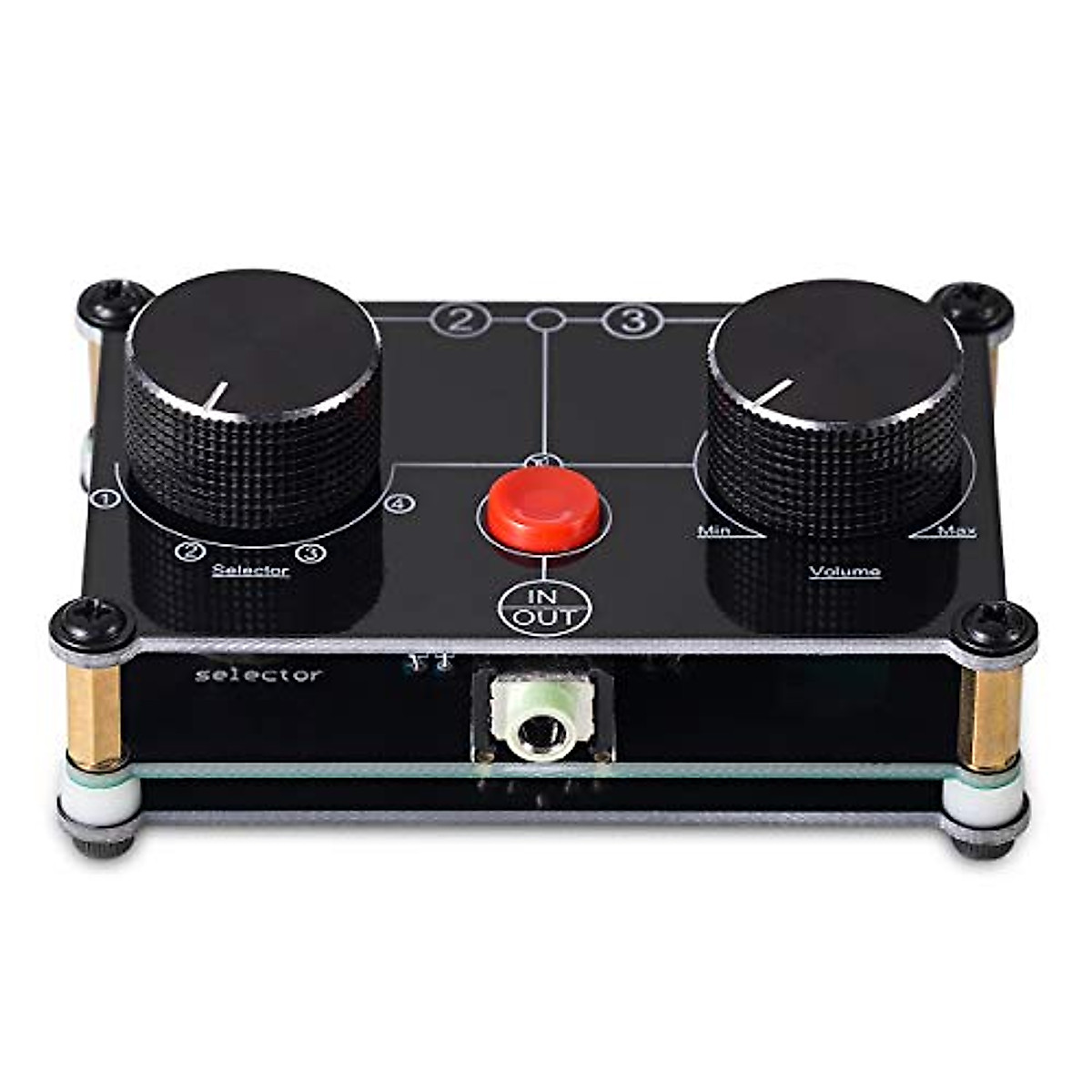 Little Bear MC104 Mini Audio Switcher, 4-Way 3.5mm AUX Stereo Passive Selector, Switch Box Splitter for PC/Player/Headphone/Amplifier/Speaker
