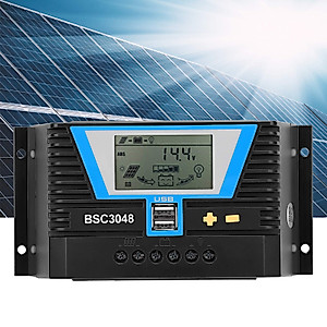 30A MPPT Solar Controller, 12V24V36V48V Intelligent Regulator, Charging Control, with Dual USB Port, LCD Digital Panel for Battery