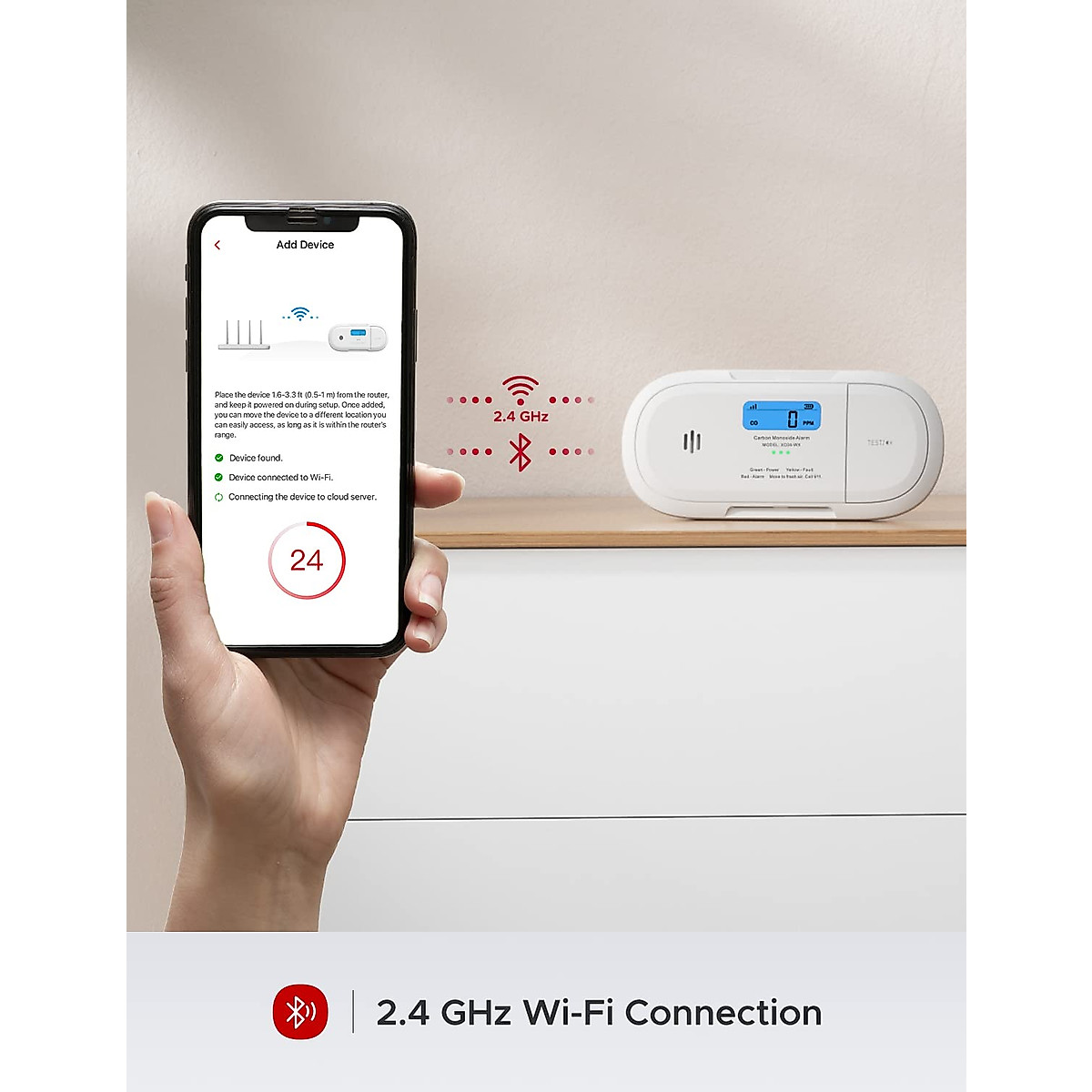 X-Sense Smart Carbon Monoxide Detector, Wi-Fi CO Detector, Real-Time Push Notifications via X-Sense Home Security App, Replaceable Battery, Optional 24/7 Professional Monitoring Service, XC04-WX