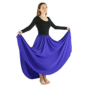 Danzcue Girls Long Full Circle Dance Skirt (S-M, Deep Purple)