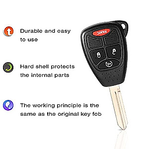 VOFONO Compatible with Keyless Entry Remote Key Fob Jeep Wrangler 07-18/Compass 07-18/Dodge Ram 07-09/Durango 07-09/Caliber 07-12/Nitro 07-11/Dakota 08-11 FCC ID: OHT692713AA