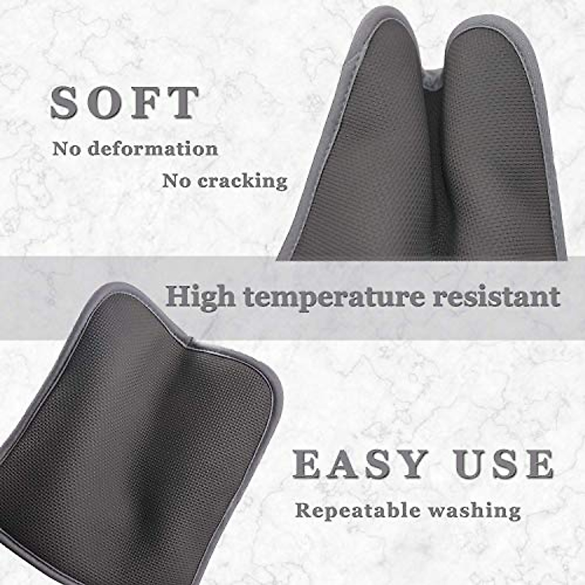 YEKOO 2 PCS Gray Pot Holders Sets for Kitchen Heat Resistant Oven Hot Pads with Pockets Non Slip Soft Grip Potholders for Baking Cooking 8"x8.5"