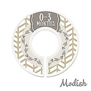 Modish Labels Baby Clothes Size Dividers, Baby Closet Organizers, Closet Size Dividers, Baby Closet Organizers, Clothes Organizer, Neutral, Boy, Girl, Woodland, Arrows, Nordic, Boho, Tan, Brown (Baby)