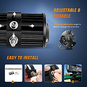 Nilight - 18007C-A 37Inch Triple Row Led Light Bar 468W Flood Spot Combo 46800LM Driving Lights Boat Led Off-Road Lights for Trucks