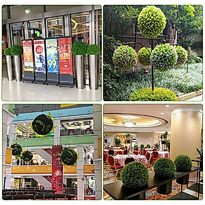 HUIKJI 2Pcs Faux Plant Ball,Green Plastic Ball-Decorative,Artificial gPlant Ball,Faux Plastic Decorative Balls for Backyard Balcony Garden Wedding and Home Décor 14.9in