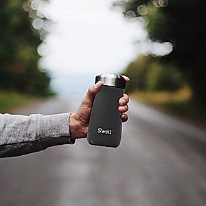 S'well Stainless Steel Traveler-12 Fl Oz-Onyx-Triple-Layered Vacuum-Insulated Containers Keeps Drinks Cold for 21 Hours and Hot for 9-with No Condensation-BPA Free Water Bottle, 1 Count (Pack of 1)