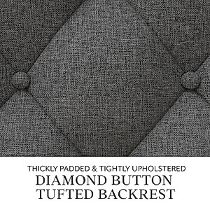 DG Casa SUVA Traditional Upholstered Daybed with Trundle Platform Bed Frame with Diamond Button Tufting Nailhead Trim and Full Wooden Slats, Box Spring not Required - Twin Size Day Bed in Gray Fabric