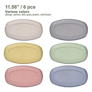 Hobein 6 Pack 11 inch Wheat Straw Dinner Plates - Dishwasher & Microwave Safe Lunch Plates Reusable Eco-friendly Lightweight Unbreakable Dirt-resistant Easy Clean