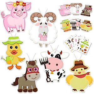 Sureio 24 Set Farm Animal Craft Kits DIY Farm Craft for Kids Farm Animal Craft Make Your Own Animal Simple Animal Crafts for Boys Girls Party Favors Decoration Rewards Home Class Game Activities