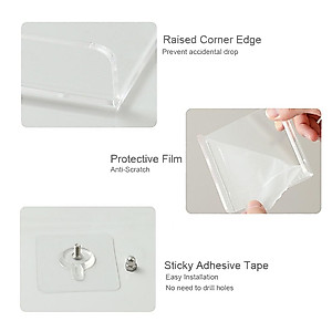 Akenhety Small Floating Shelves 3 Packs Mini Display Acrylic Camera Wall Shelf for Baby Monitor,Model Figures,Collectibles Living Room Bedroom Wall Decor Storage