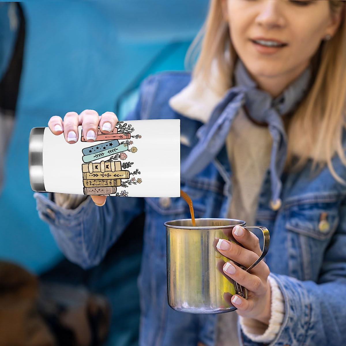 Book Lovers Gifts Stainless Steel Tumbler, Book Club Gifts Bookish Gifts Coffee Mug with Lid, 20 oz Thermal Cup Insulated Water Glasses, Book Accessories Librarian Gifts for Women Girls Teacher Friend