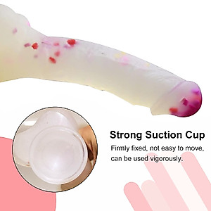 Dildo 9" Realistic Huge Dildo with Suction Cups Adult Sex Toy Penis with Curved Dick and Balls for G-Spot Vagina and Anal Sex Toys for Adults Women Men and Gay Couples (Clear)