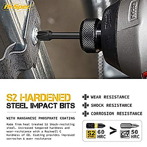 Hi-Spec 44pc Metric 1/4in Impact Screw Driver Bit Set. Hex Shank S2 Steel Screwdriver Bits Box Set for Electric Drill Drivers and Power Screwdrivers