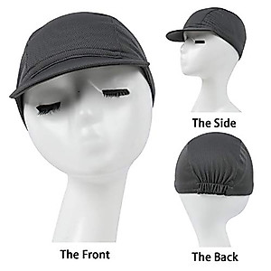 DOCILA Solid Color Cycling Cap Under Helmet Bicycle Hat Adjustable Skull Caps with Reflextive Sun Brim (Gray)