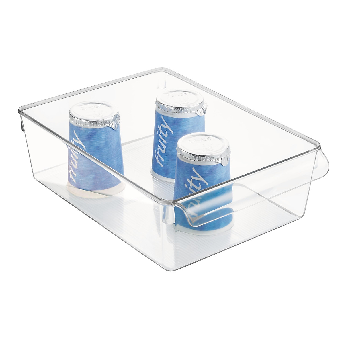 iDesign Linus Plastic Fridge and Freezer Storage Organizer Bin with Handle, Clear Container for Food, Drinks, Produce Organization, 8" x 11.5" x 3.5", Clear