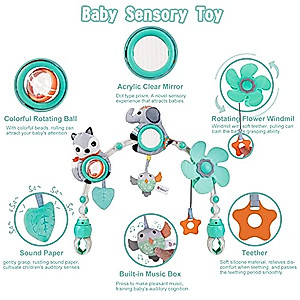 Baby Stroller Arch Toy: Baby Crib Mobile Musical Animal Toys, Foldable Travel Car Seat Toy Activity Arch for Bouncers Pram, Newborn Sensory Toy 0-24 Months Infant Boys Girls Sleep, Elephant