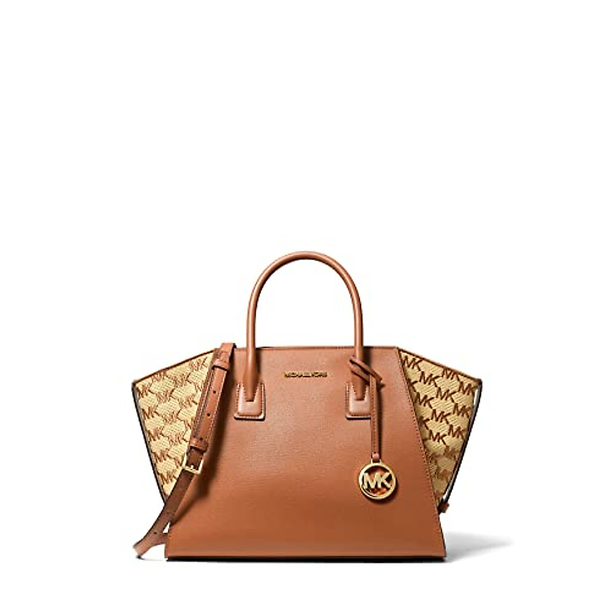 Michael Kors Avril Large Embroidered Leather Top Zip Tote Bag Purse Handbag (CUOIO)