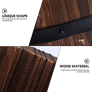 Happyyami Wooden Flower Bucket Wooden Bucket Barrel Planters Rustic Patio Planter Flower Pots for Plants Indoor Outdoor Garden Decoration Ornament Coffee