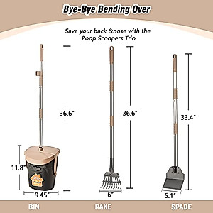 Pooper Scooper Large Swivel Bin,Heavy Duty Metal Rake&Spade for Large & Small Dogs Non-Breakable Dog Poop Scooper with 20 Waste Bags Easy to Clean Pet Waste Use on Grass, Dirt or Gravel - Pet Supplies