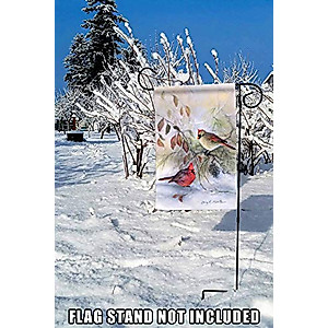 Toland Home Garden 119353 Winter Rest Cardinals Winter Flag 12x18 Inch Double Sided Winter Garden Flag for Outdoor House Flag Yard Decoration
