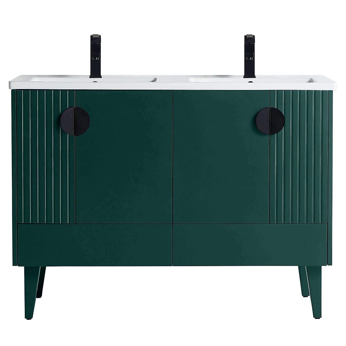 Fine Fixtures Venezian Collection - 48" Double Green Bathroom Vanity, Black Handles.