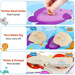 Puzzles for Kids Age 2-4 with Rack and Wooden Clock, 6 Pack Wooden Peg Puzzles for Toddlers with Storage Holder Rack, Educational Toys - Alphabet Number Animal Vehicle Shape