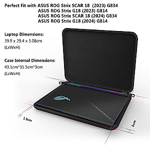 Smatree 18 inch ASUS Gaming Laptop Hard Sleeve for ASUS ROG Strix Scar 18 2025 G835/2024/2023 G834, for ASUS ROG Strix G18 2025/2024/2023 G814, Protective Carrying Case for ASUS ROG Strix 18