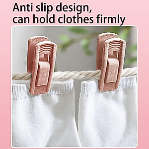 AUXBC Pink Velvet Hanger Clips, Non-Slip Velvet Clips Strong Finger Clips Clothes Clips Pants Hangers Clips, 20PCS