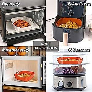 Actvty Silicone Liners Square 2 Pcs Air Fryer Silicone Basket, 8.5 Inches Non-stick Food-grade Silicone Baking Tray Reusable Air Fryer Inserts for 4 to 7 QT Air fryer Basket