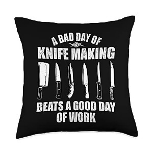 Knife Making Bladesmith Knives Forging Knife Making Bladesmith Knives Knifemaker Forging Throw Pillow, 18x18, Multicolor