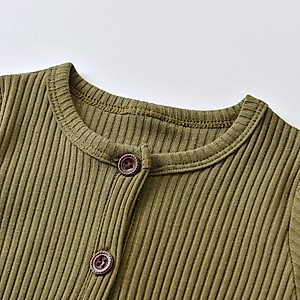 Baby Boy Girl 2 Pack Solid Romper Short/Long Sleeve One Piece Jumpsuits Clothes Sets (Yellow & Dark Green, 0-3 Months)