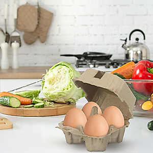 Luxshiny 10pcs 4 Count Kraft Pulp Egg Tray Holder for Home Refrigerator, Farm Market, Travel, Camping, Picnic